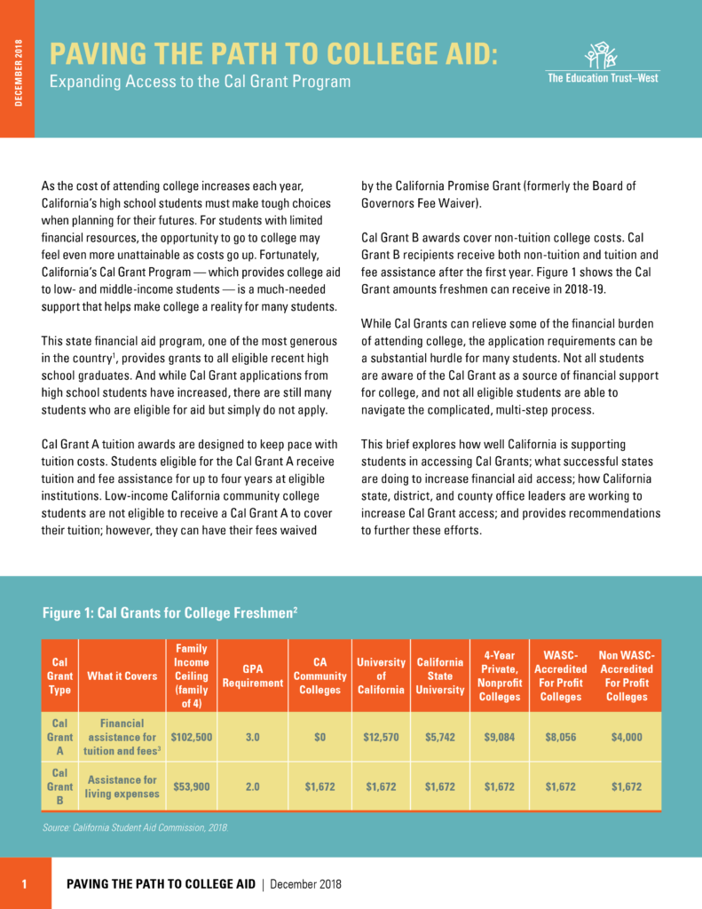 Paving the Path to College Aid: Expanding Access to the Cal Grant ...